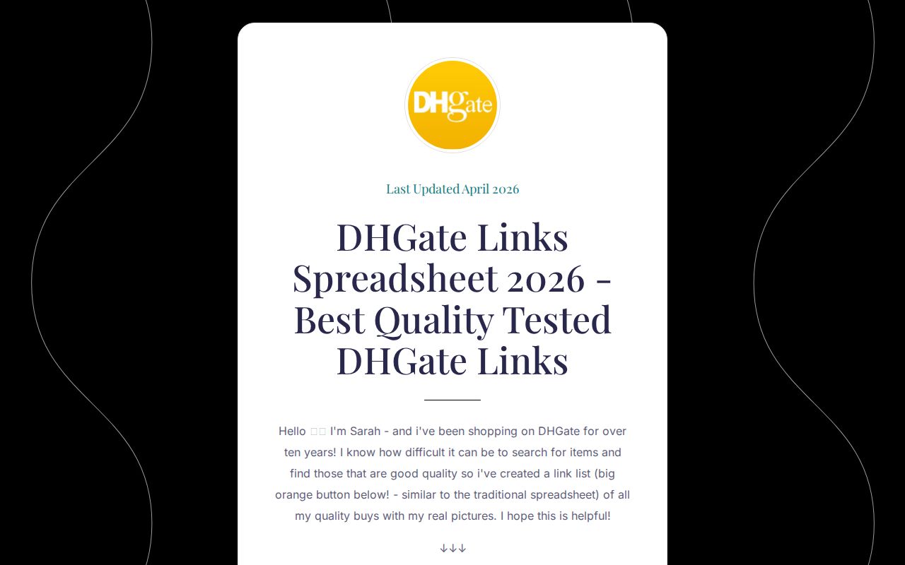 DHGate Spreadsheet 2026